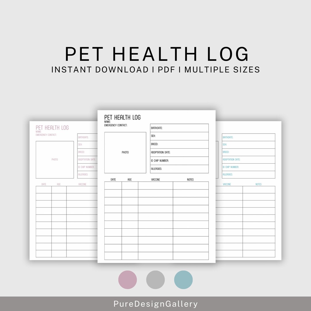 Pet Health Log, Pet Care Schedule, Pocket Mini Personal Usletter A5 ...