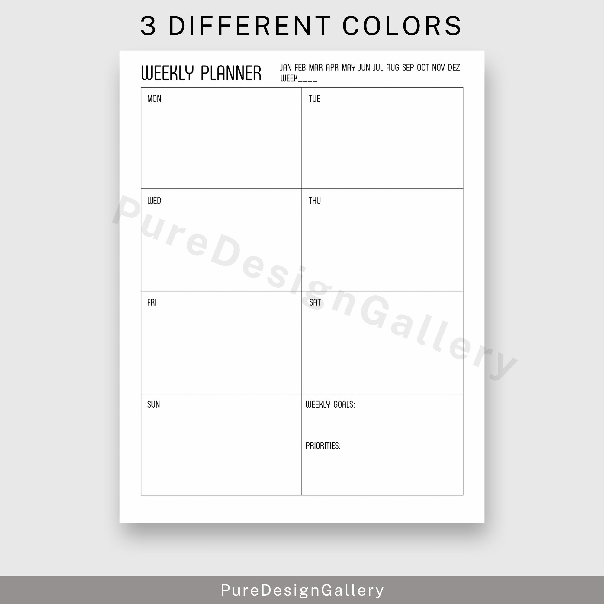 Undated Weekly Planner Digital Download, A5/ Letter/ Filofax Personal ...