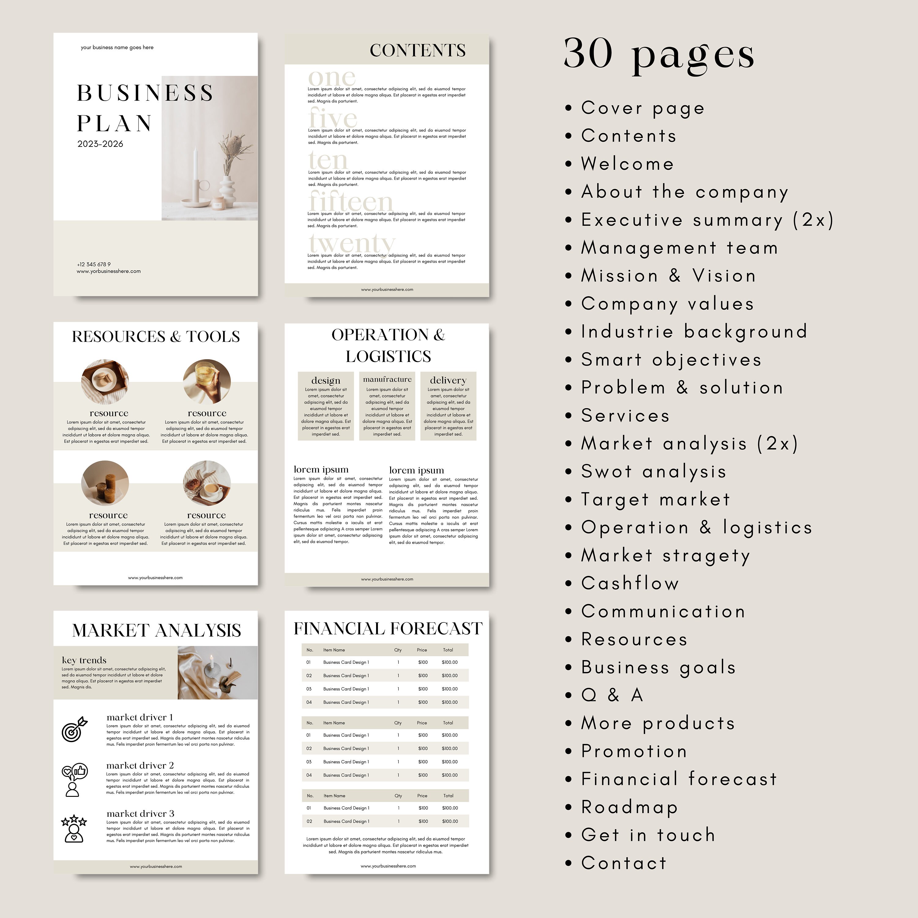 Small Business Plan Template | Start up Business Plan | Editable Canva ...