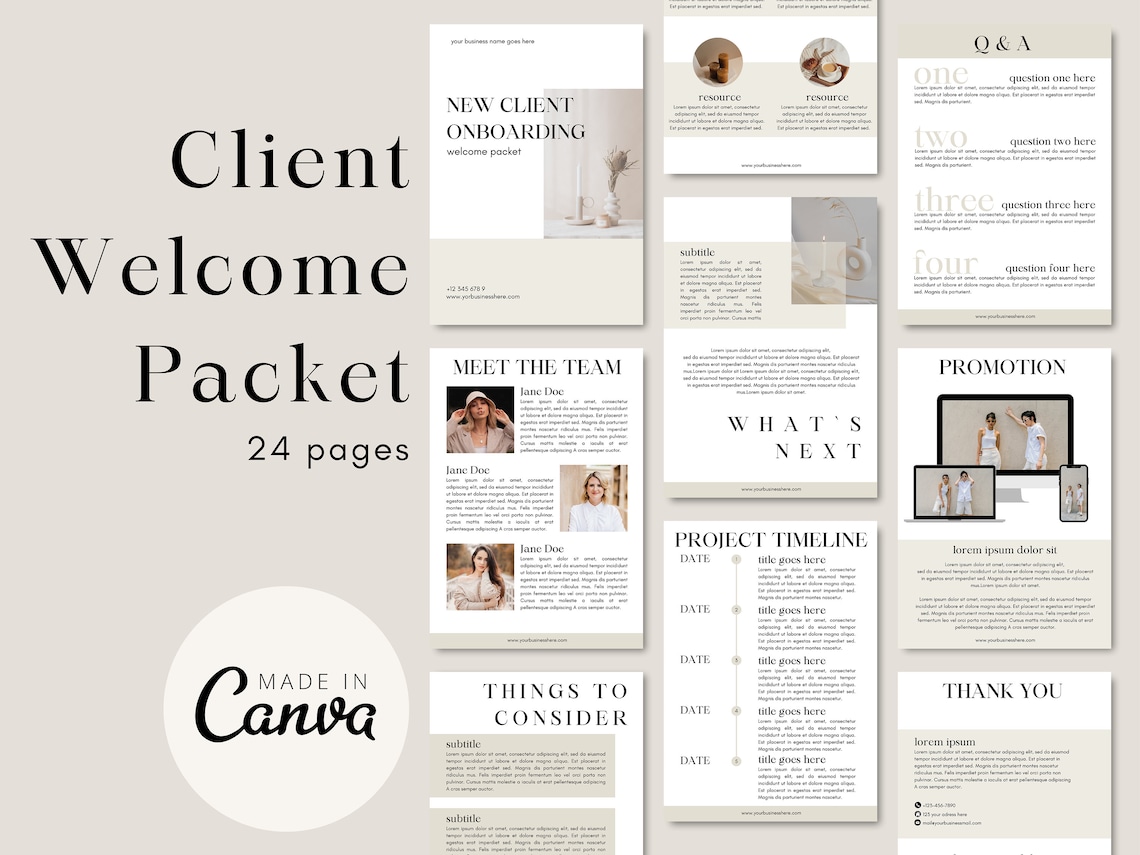 Client Welcome Packet Canva Template, Virtual Assistant Welcome Pack Editable, Coaching ...