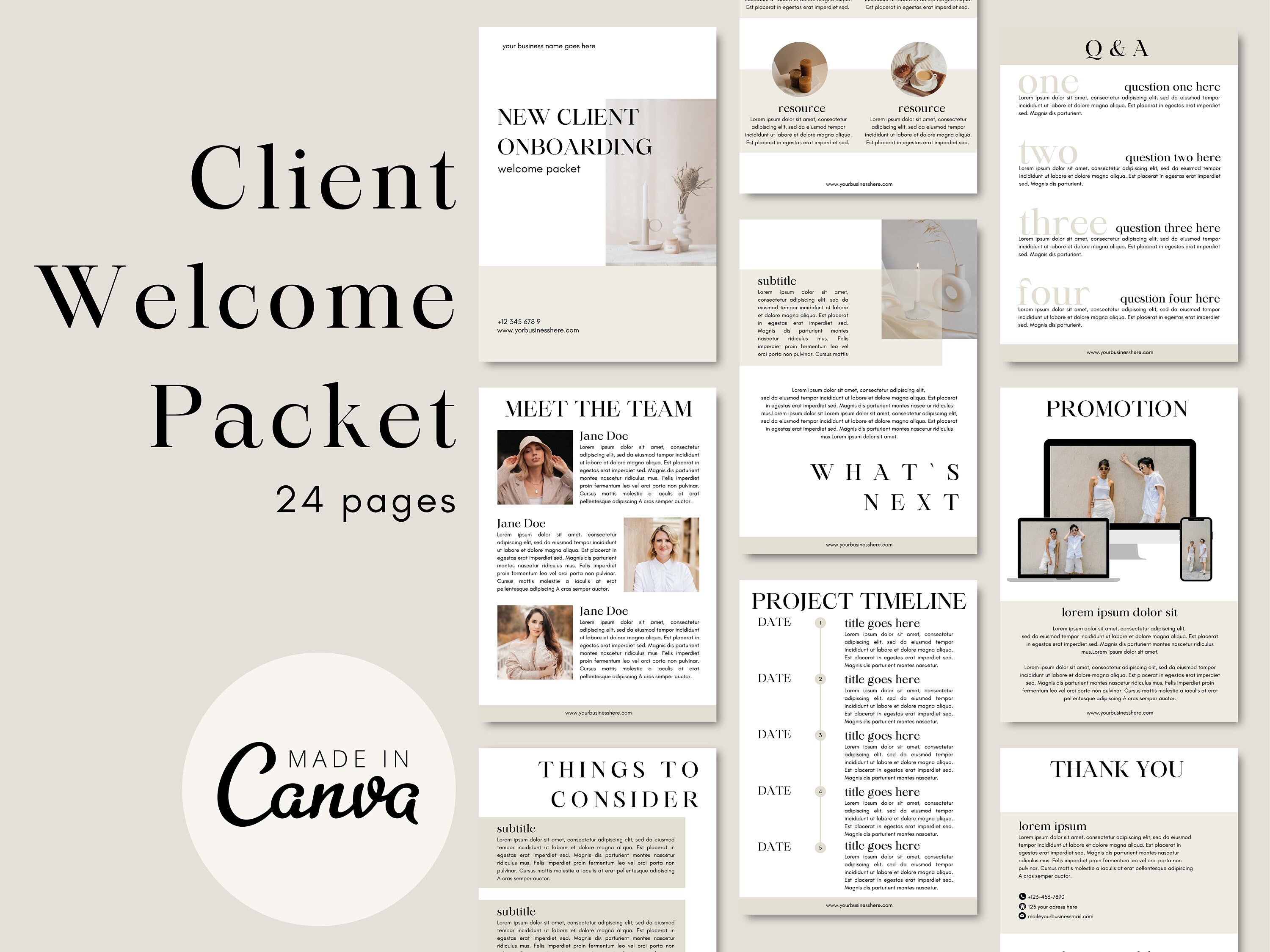 Client Welcome Packet Canva Template, Virtual Assistant Welcome Pack Editable, Coaching ...