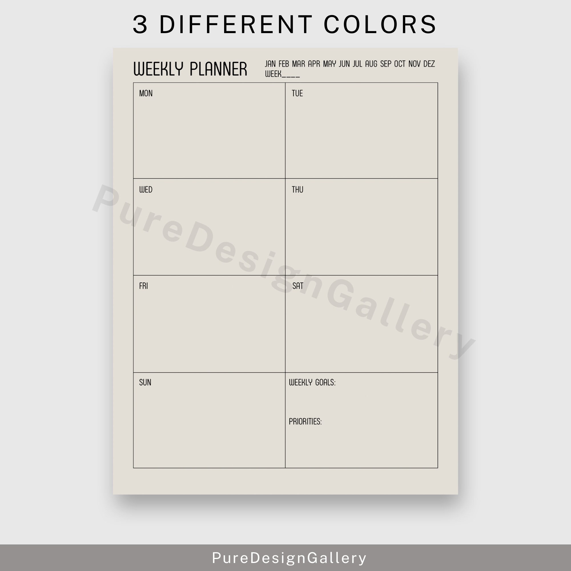 Undated Weekly Planner Digital Download, A5/ Letter/ Filofax Personal ...
