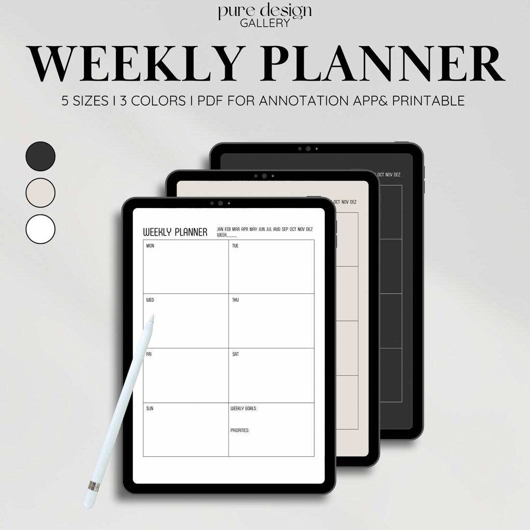 Undated Weekly Planner Digital Download, A5/ Letter/ Filofax Personal ...