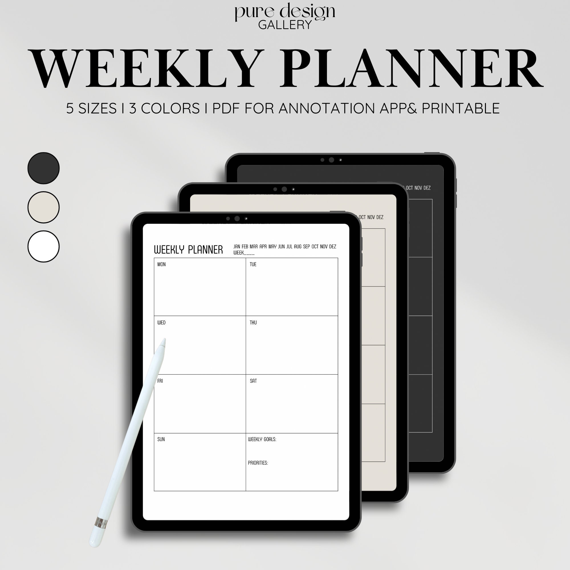 Undated Weekly Planner Digital Download, A5/ Letter/ Filofax Personal ...