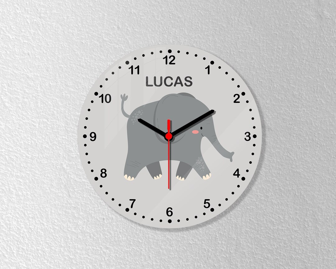 Personalised Name Clock, Kids Wall Clock, Nursery Clock Wall, New Baby ...