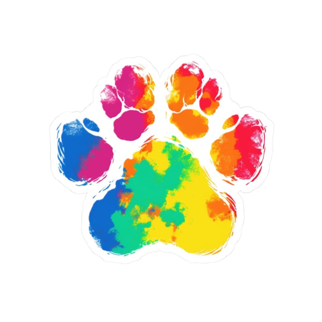 Colorful Dog Paw Print Sticker, Pet Lover Accessories - Etsy