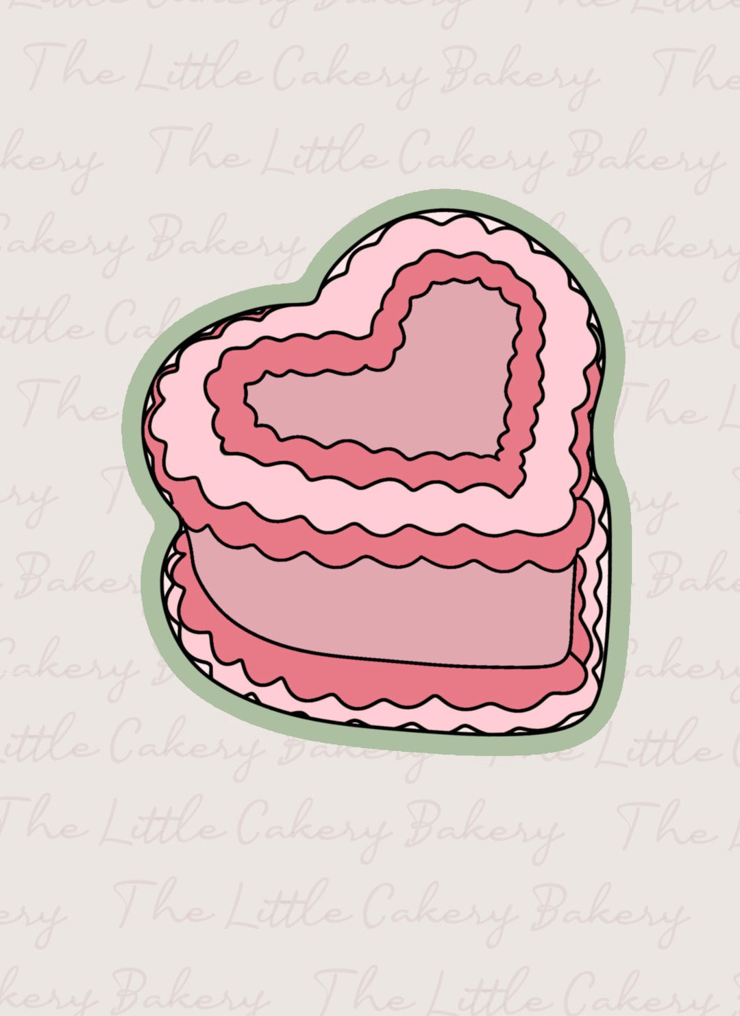 STL Instant Digital Download Heart Shaped Cake Cookie Cutter, Vintage ...