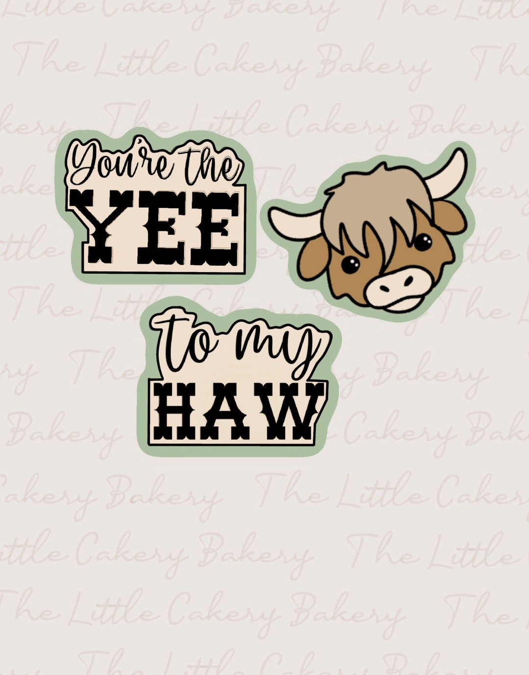 Yee Haw Valentine's Day Cookie Cutter Set: Highland Cow, Embossed PLA ...