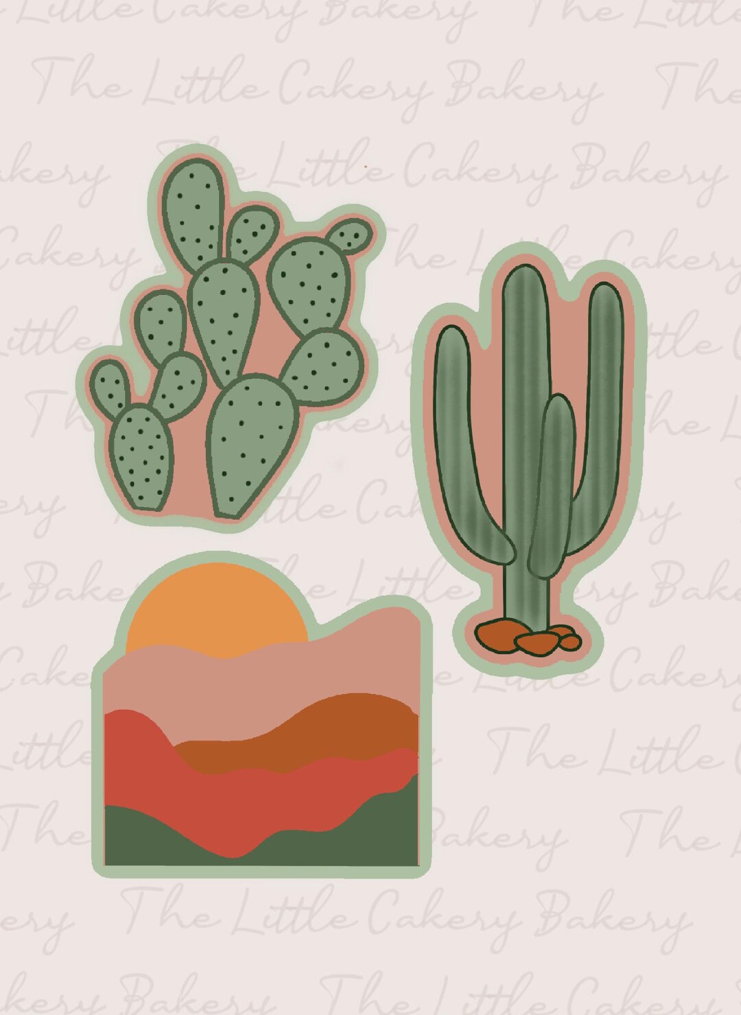 Desert Cactus Cookie Cutter Set: Saguaro, Prickly Pear, Landscape - Etsy