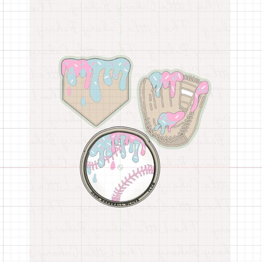 Ice Cream Drip Baseball Cookie Cutter Set: Labeled Cutter STL (digital ...