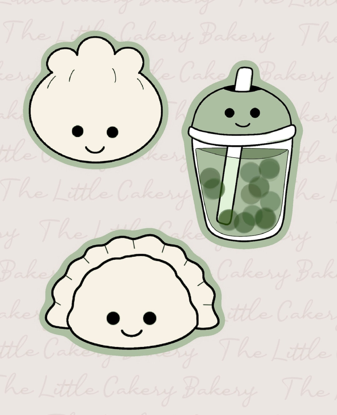 Kawaii Dumpling and Boba Cookie Cutter Set: Embossed Label - Etsy