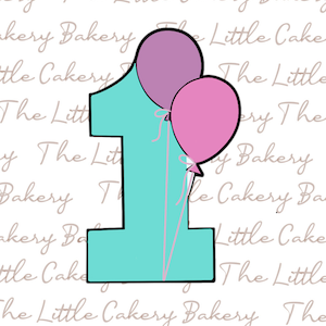 STL File, #1 With Balloons Cookie Cutter Design for 3D Printer, Instant ...