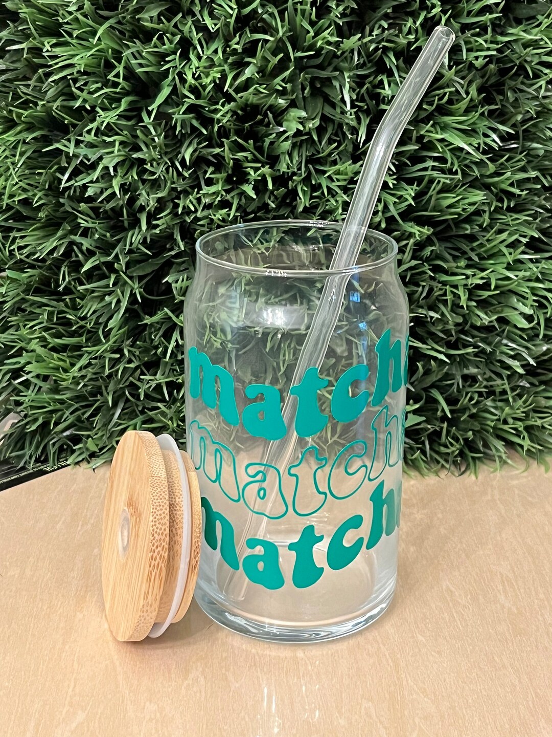 Matcha, Matcha, Matcha, Beer Can Glass, Straw and Lid,16oz Glass Cup ...