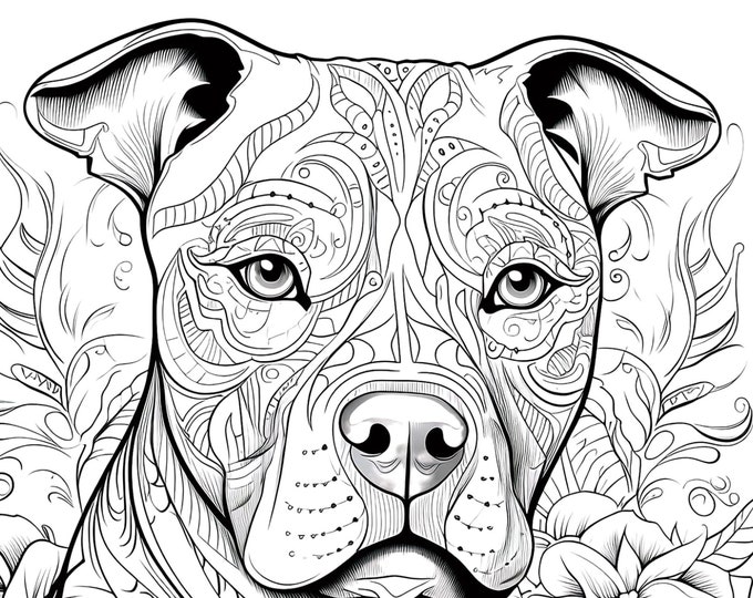 Pitt Bull Love Coloring Page - Etsy
