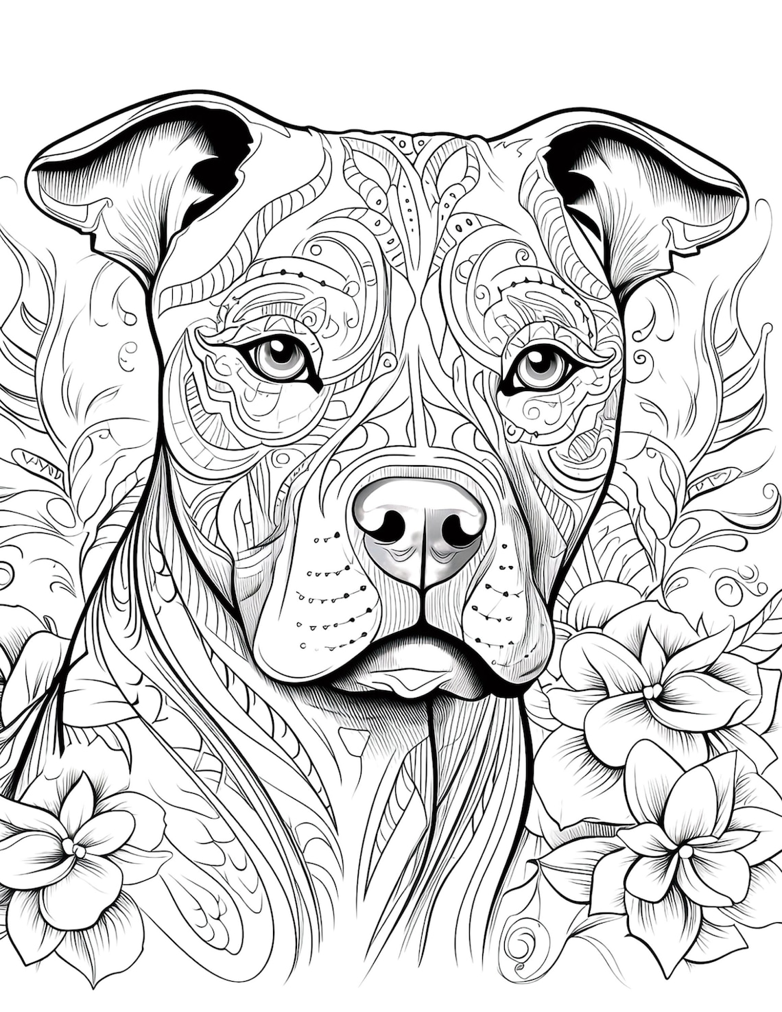 Pitt Bull Love Coloring Page - Etsy