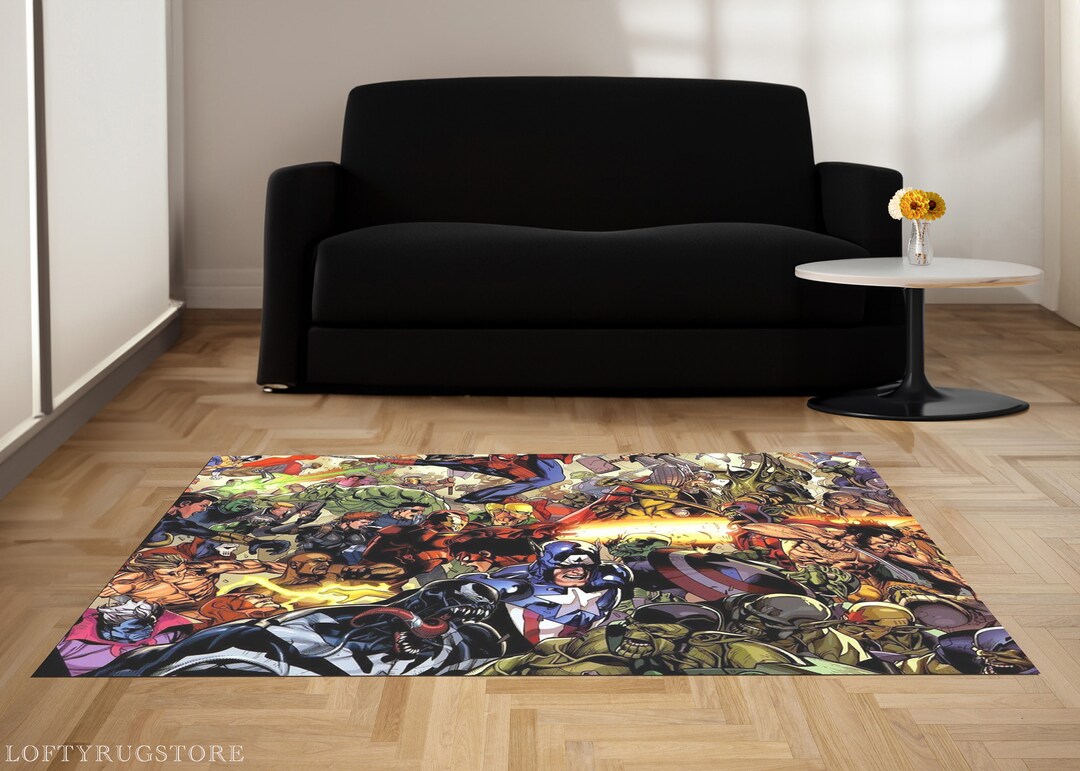 Cartoon Superhero Rug,captain America Iron Man Spider Man Design,unique ...