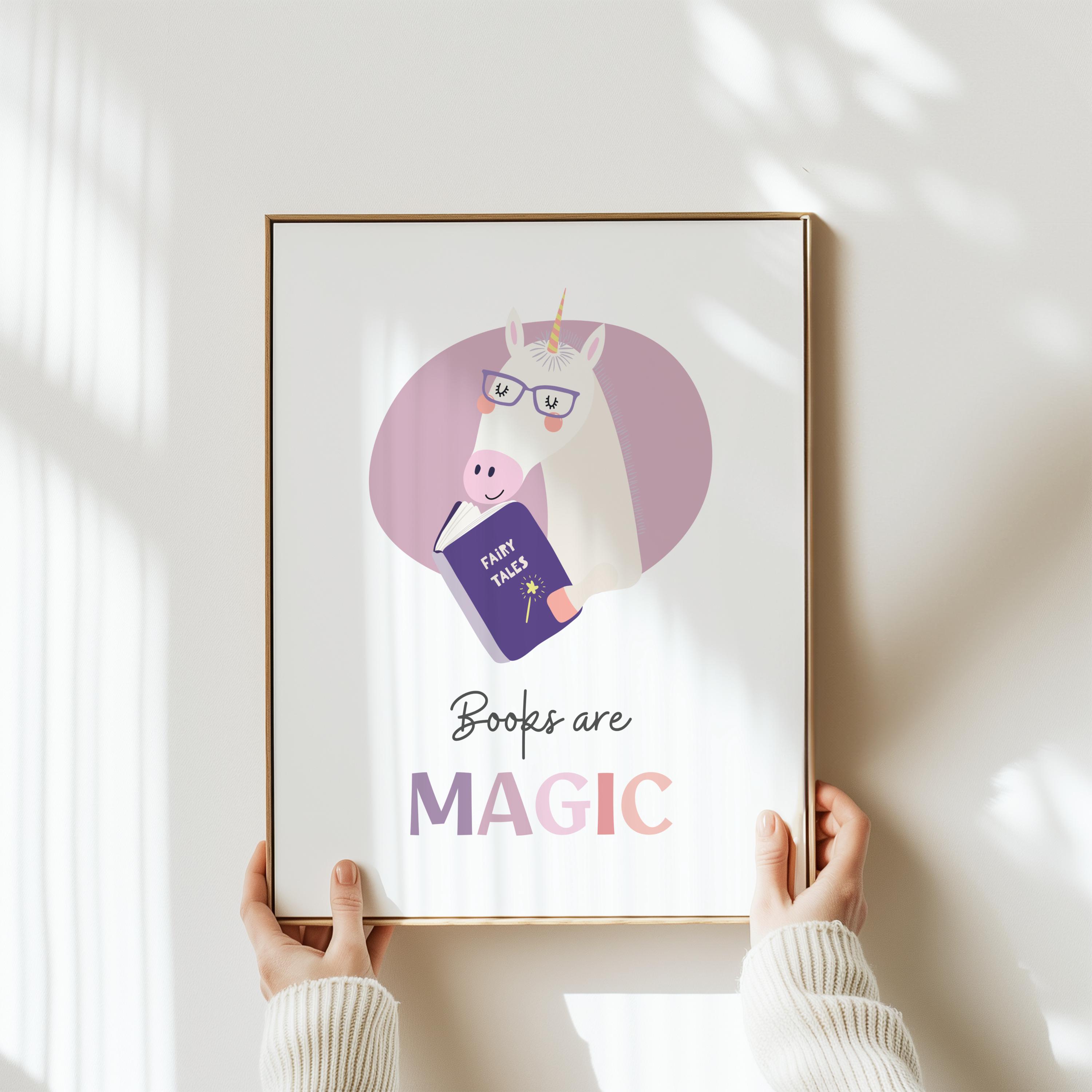 Kids Reading Poster, Reading Corner Poster, Let's Read, Books Are Magic ...