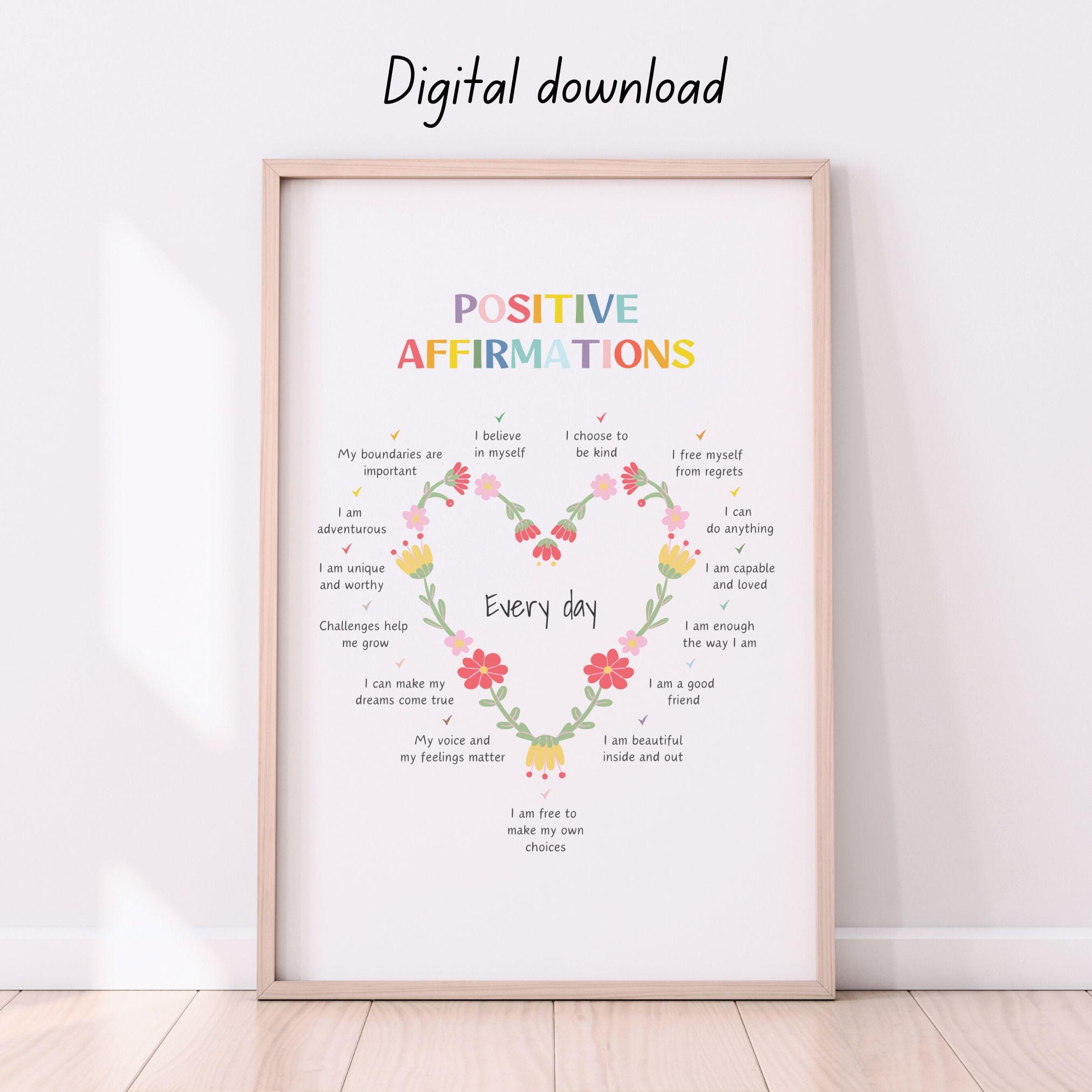 Positive Affirmation Poster, Mental Health Print, CBT Growth Mindset ...