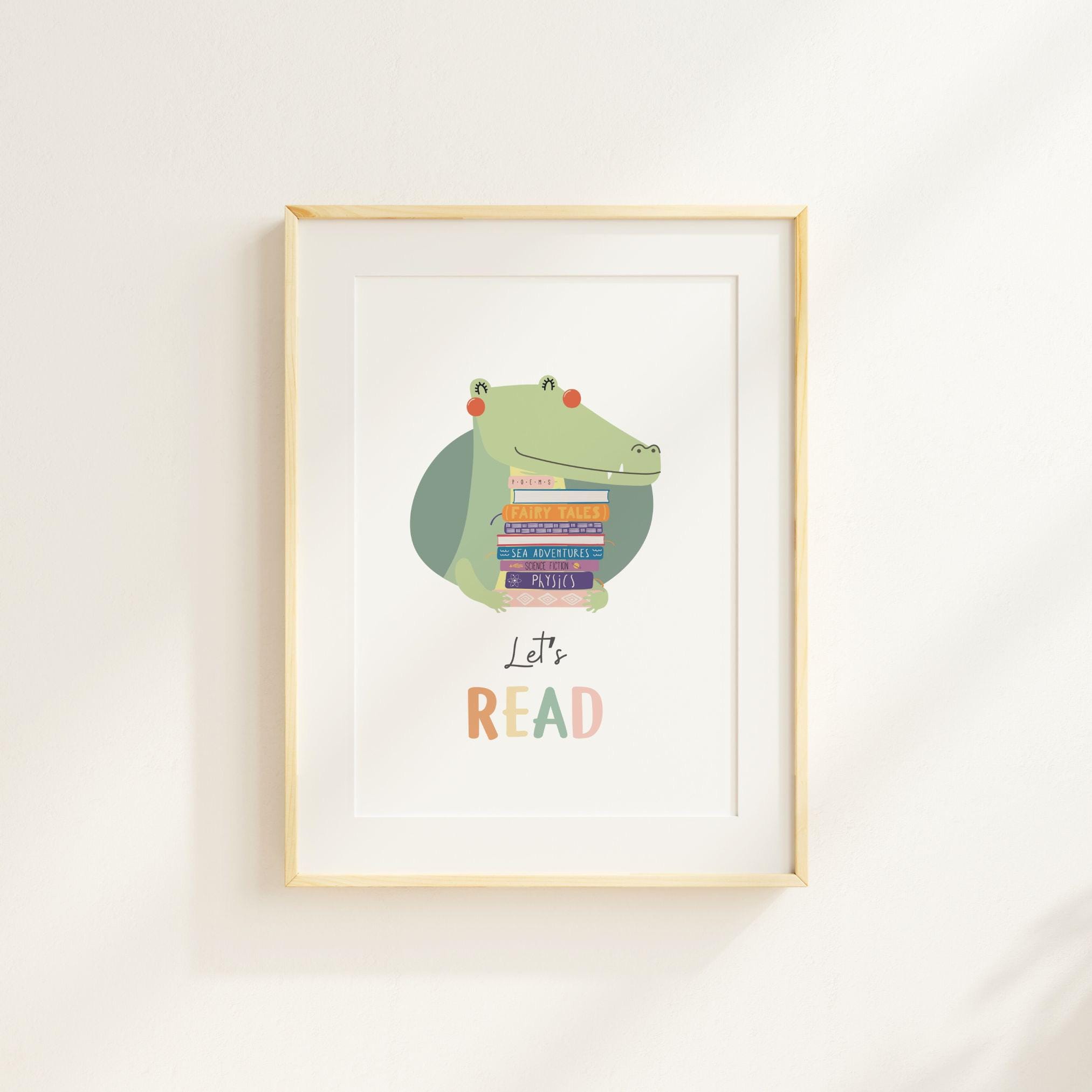 Let's Read Poster, Kids Reading Poster, Reading Corner Poster, Calm ...