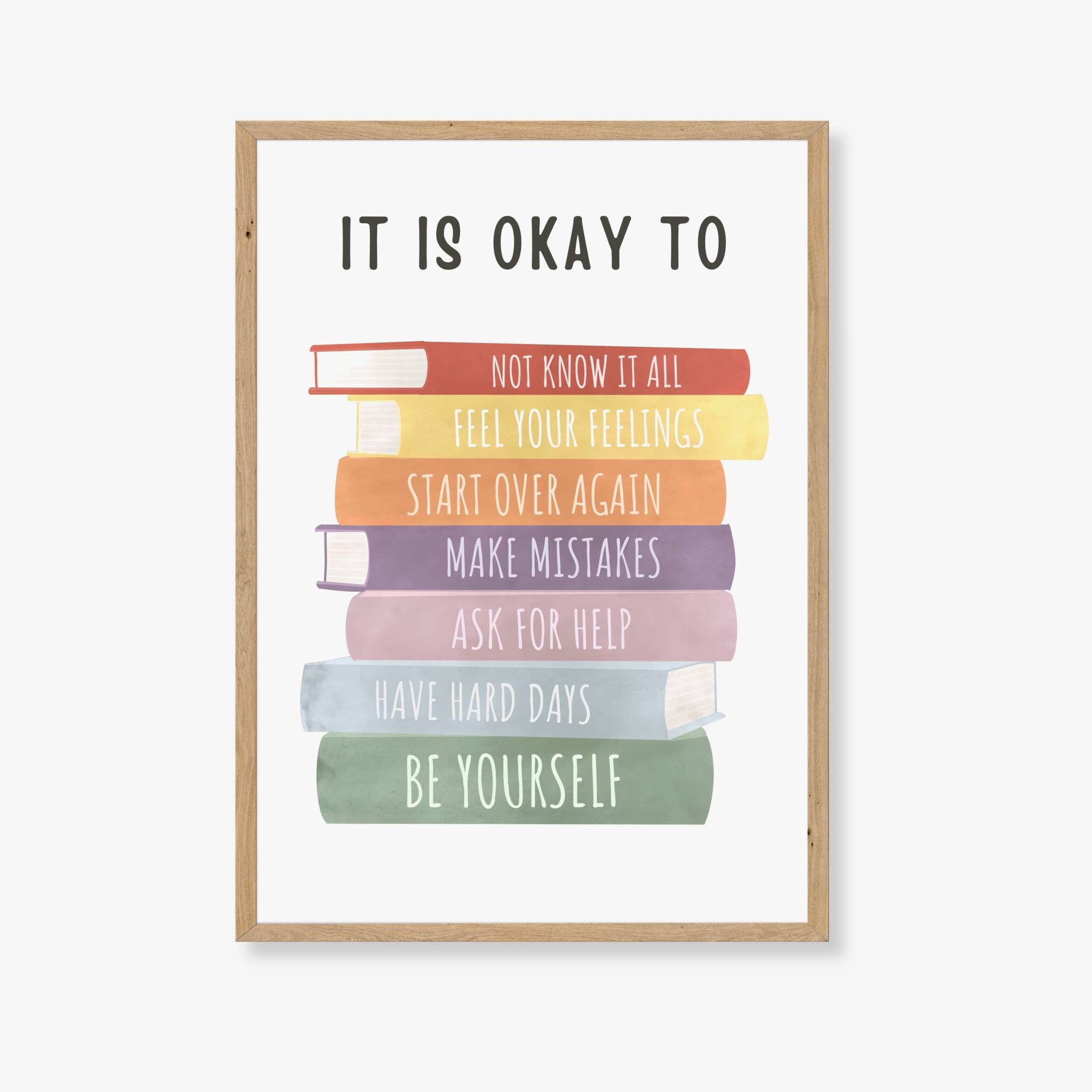 It's Okay to Not Be Okay Poster, Be Yourself, Classroom Posters Quotes ...
