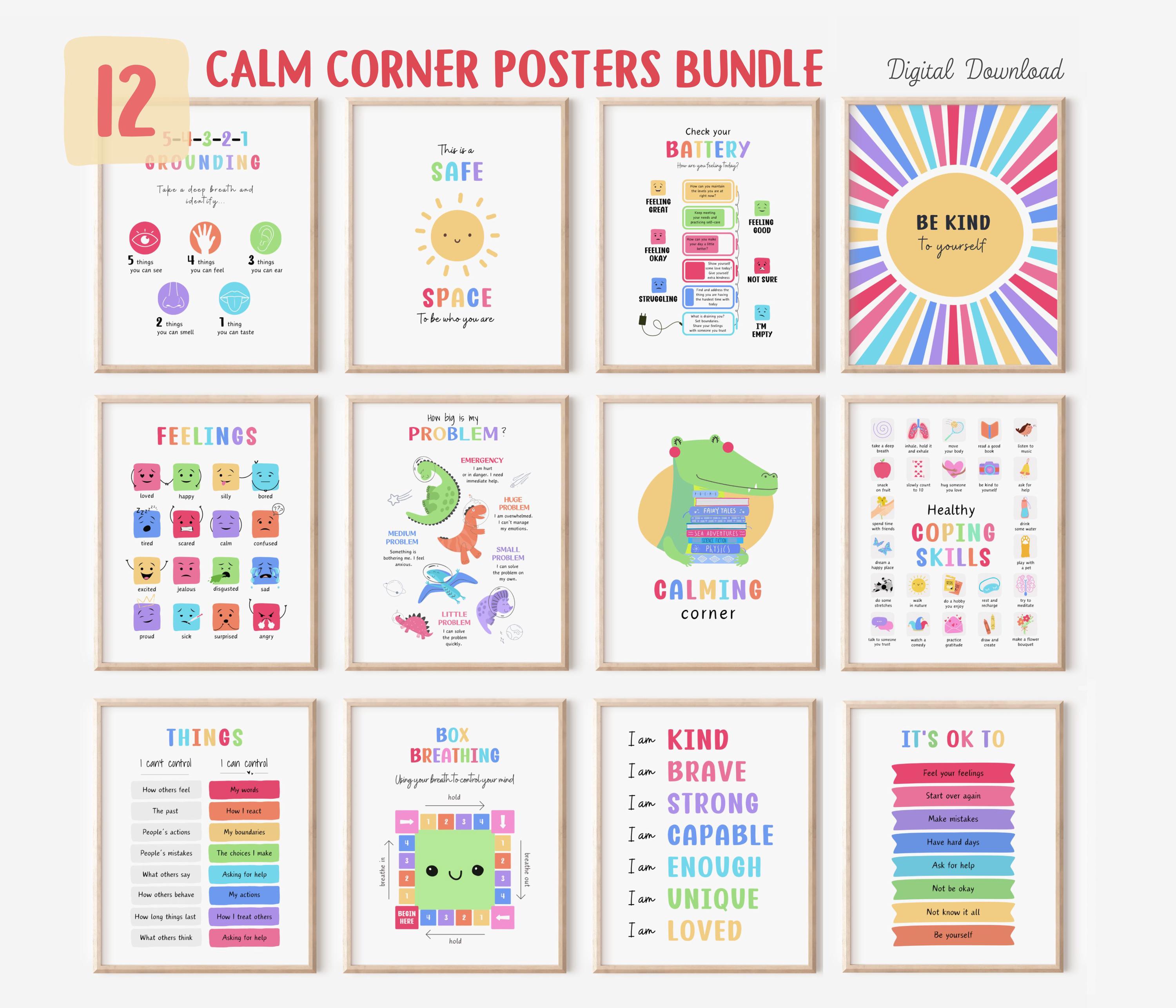 Calming Corner Posters: Classroom Decor, Bundle Set of 12 Emotional ...