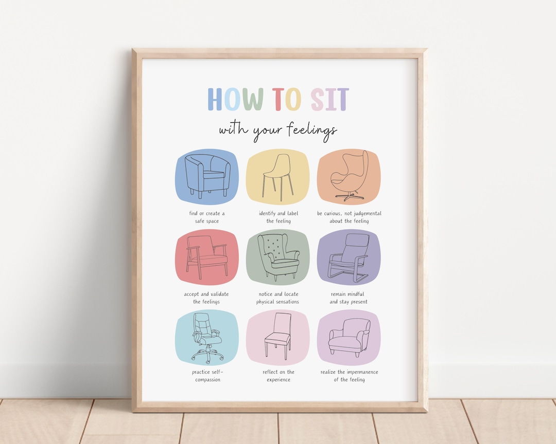 Sit With Your Feelings Poste, School Counselor, Therapy Office Decor ...