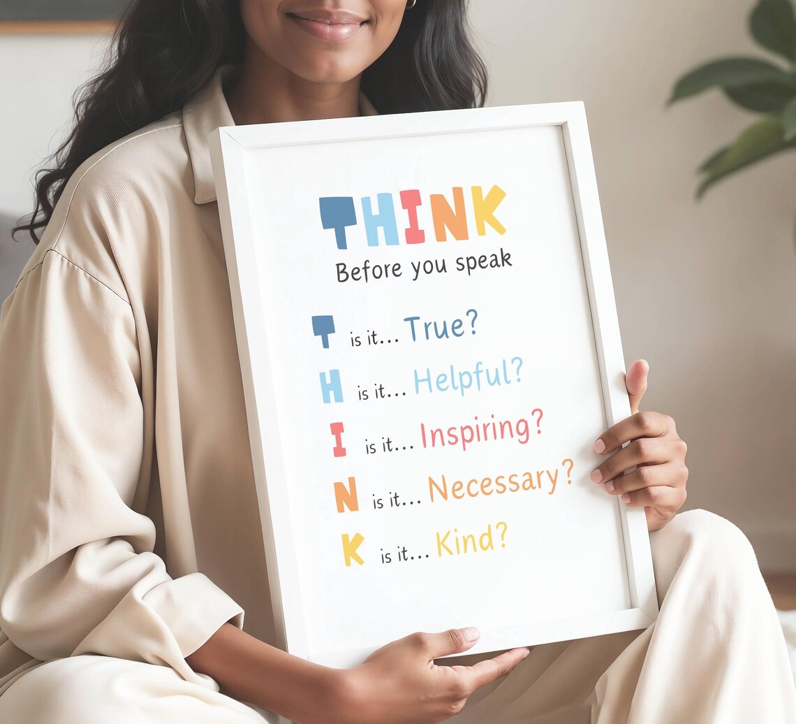 Think Before You Speak Sign, Positive Classroom, School Counselor ...