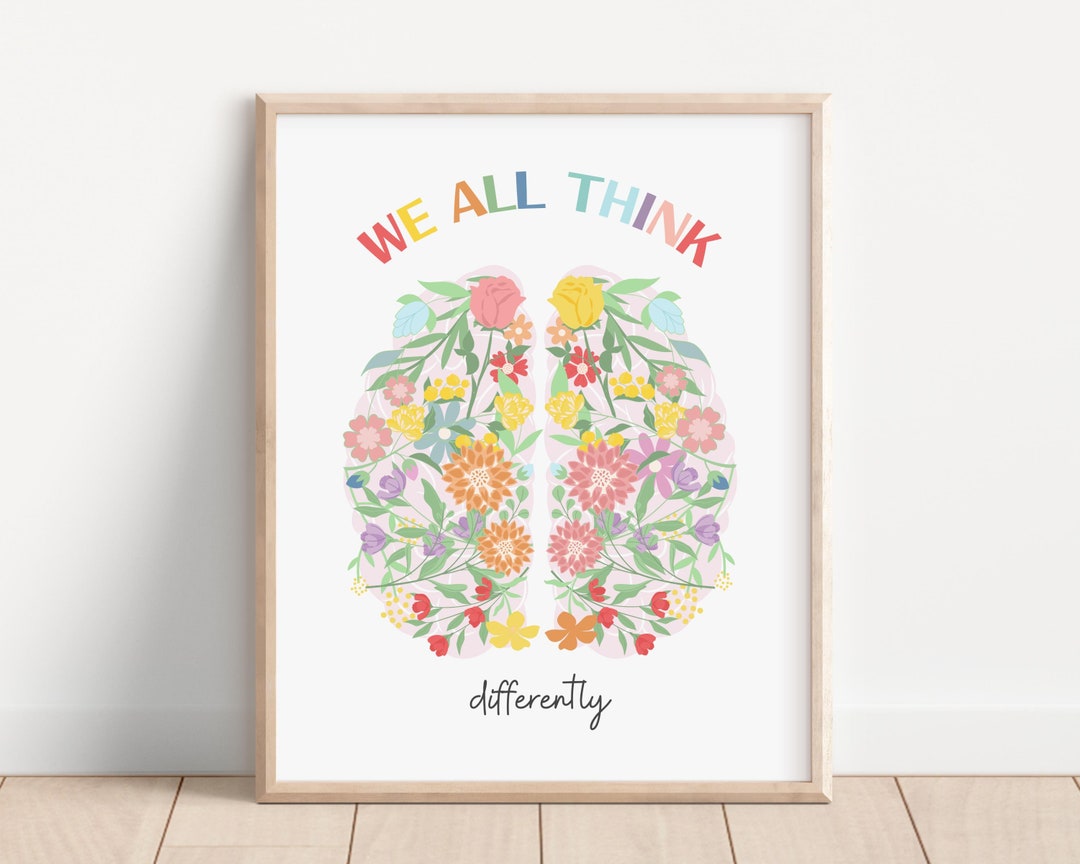 Neurodiversity Poster, We All Think Differently Print, Neuroscience ...
