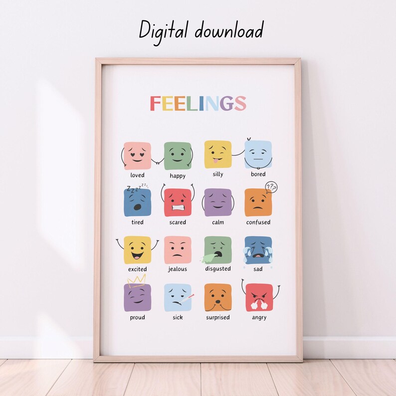 Feelings Chart, Calm Corner, Classroom Decor, Emotions Print, Classroom ...