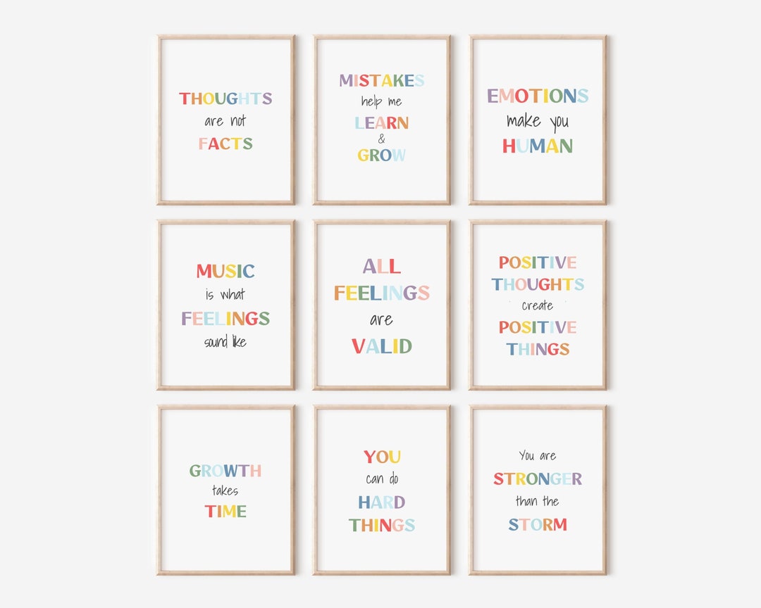 Positive Affirmations Poster, Set of 18 Therapy Office Decor, Mindful ...