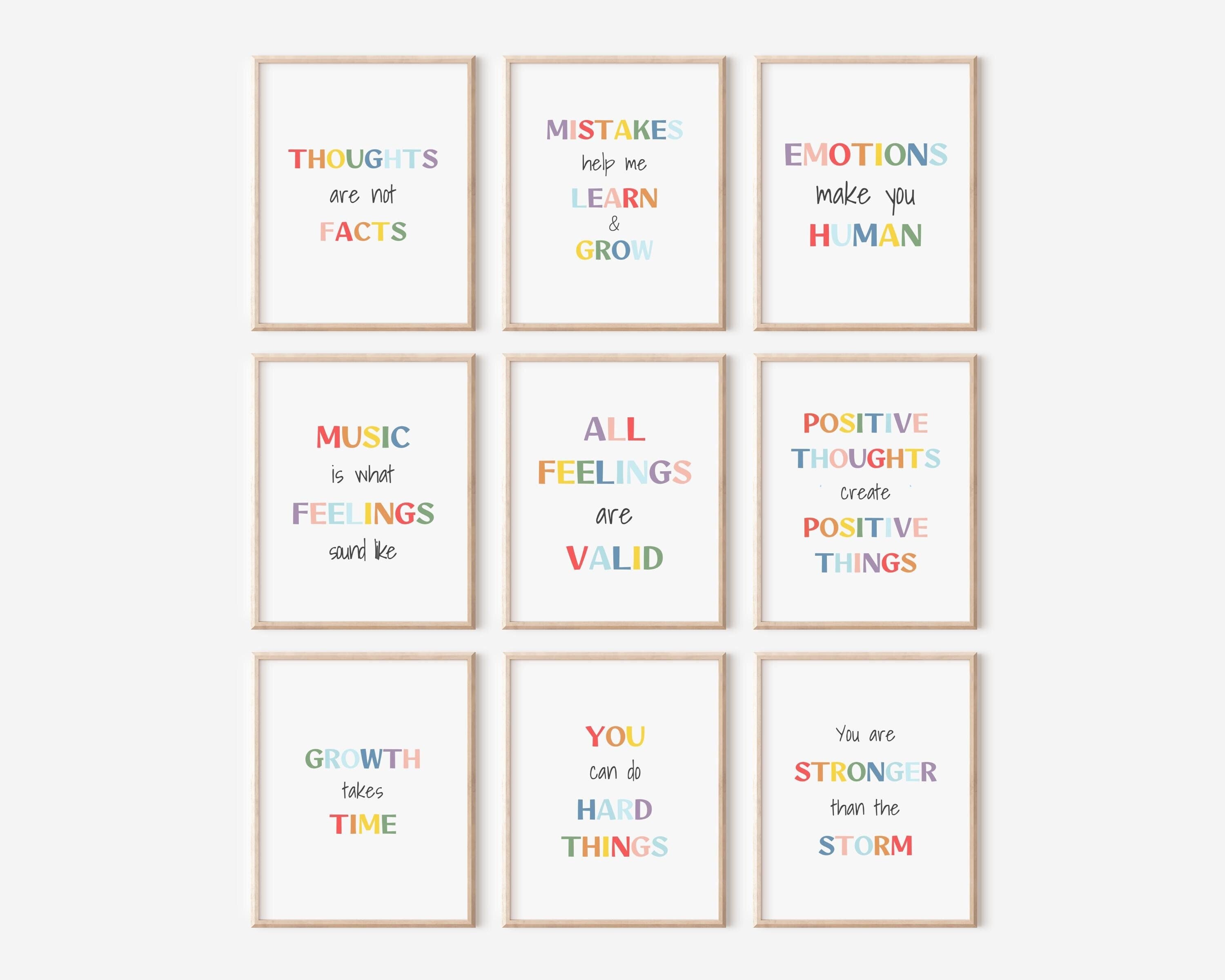 Positive Affirmations Poster, Set of 18 Therapy Office Decor, Mindful ...