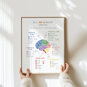 Mind Body Connection Poster, Human Brain, Brain Anatomy Print ...