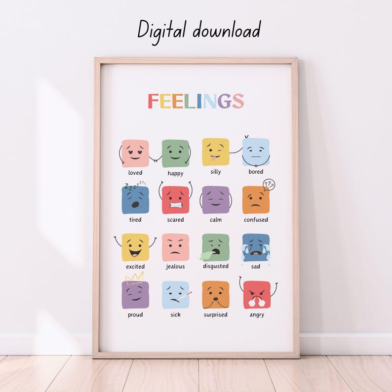 Feelings Chart, Calm Corner, Classroom Decor, Emotions Print, Classroom ...