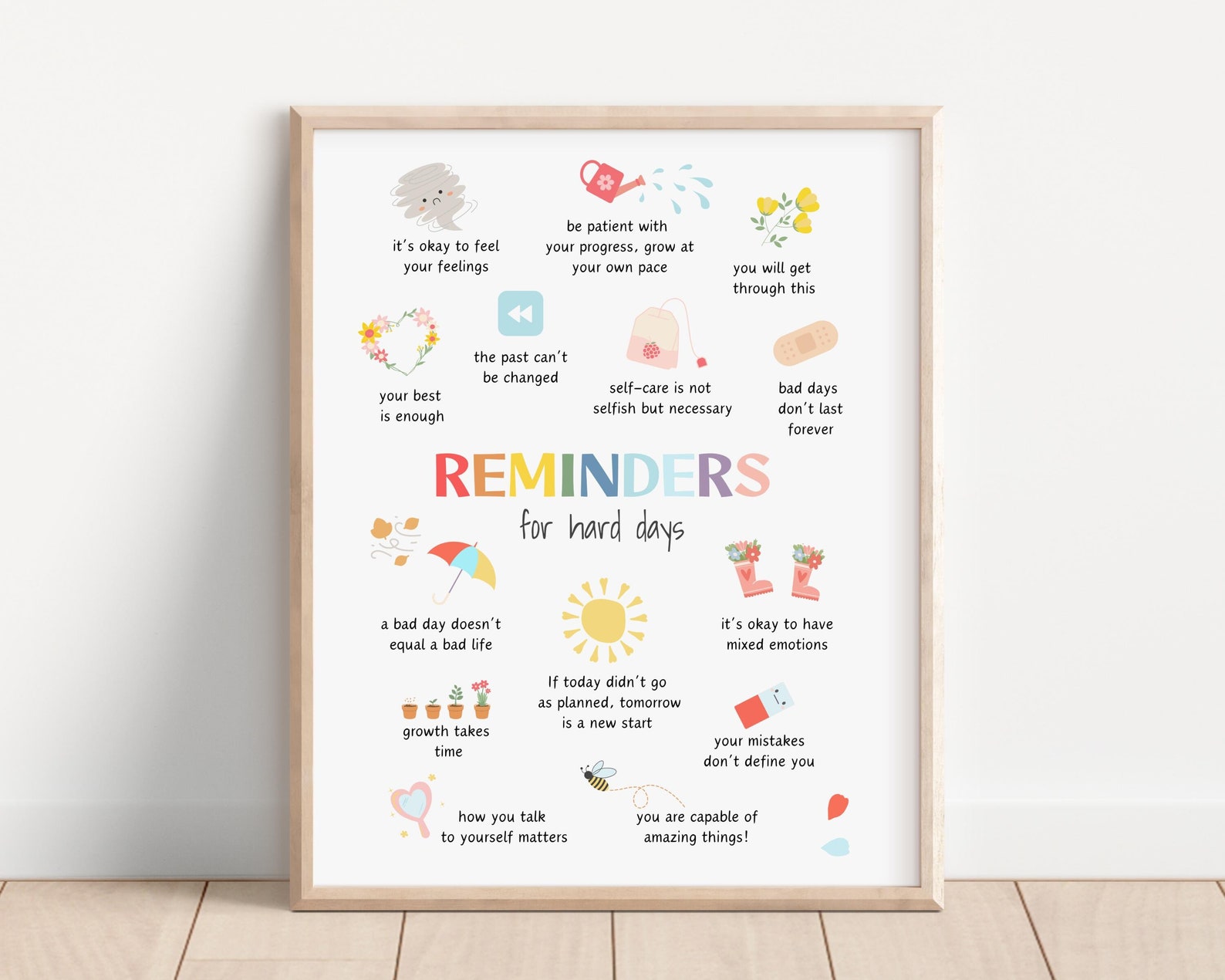 Reminders for Hard Days Poster, Mental Health Print, Growth Mindset ...
