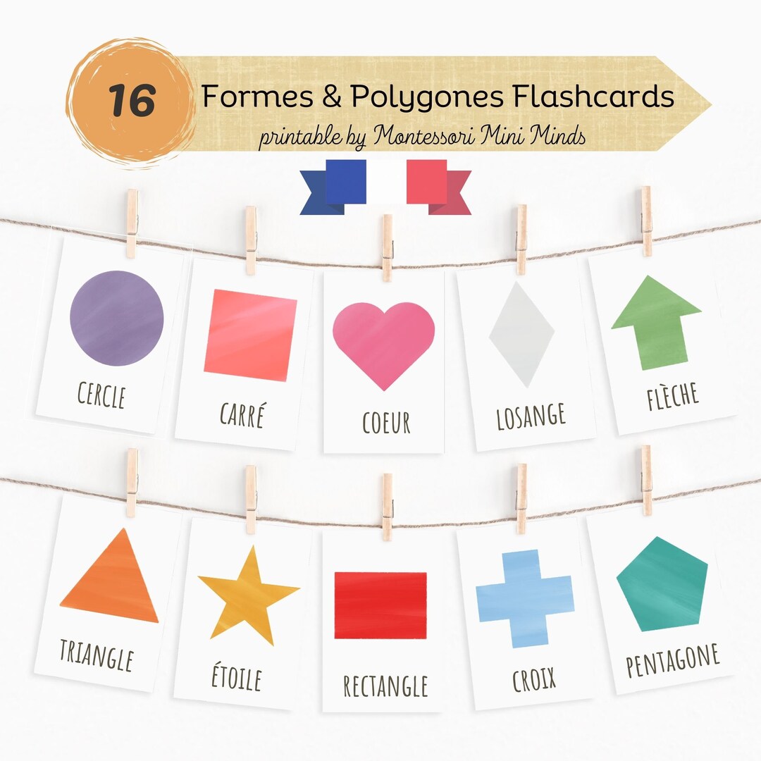 Formes Flashcards Montessori, Couleurs Arc-en-ciel, Cartes Géométriques ...