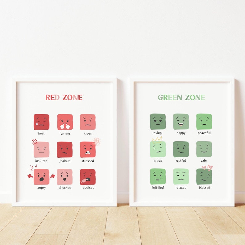 Set of 6 Zones of Regulation Posters, Classroom Decor, Feelings Chart ...