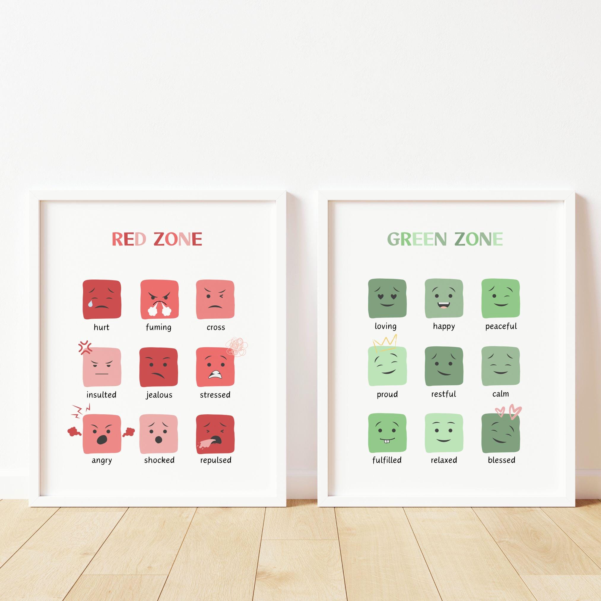 Set of 6 Zones of Regulation Posters, Classroom Decor, Feelings Chart ...