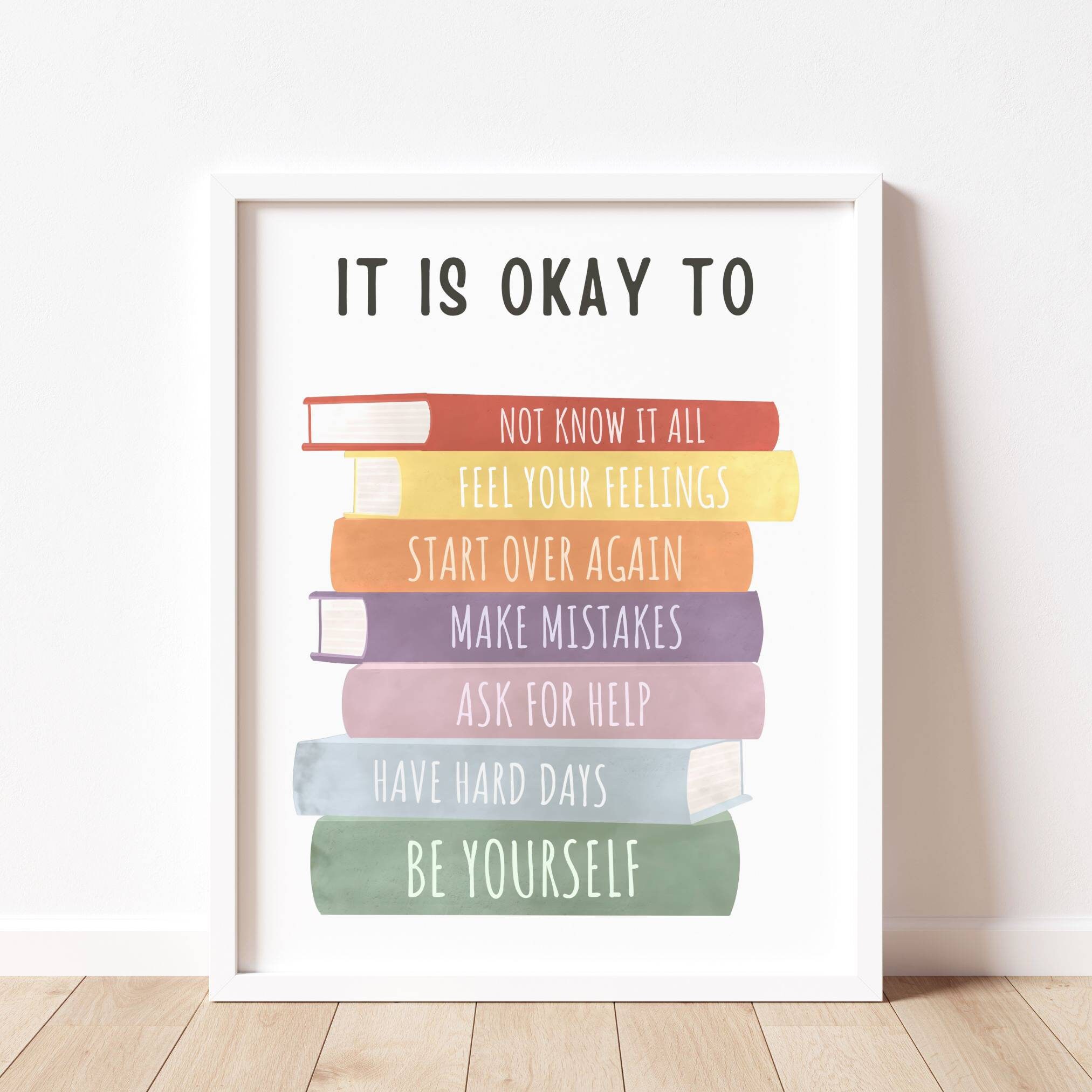 It's Okay to Not Be Okay Poster, Be Yourself, Classroom Posters Quotes ...