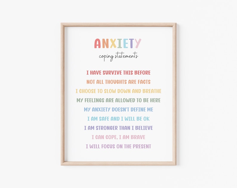 Anxiety Coping Statements Poster, Therapy Office, Anxiety Coping Skills ...