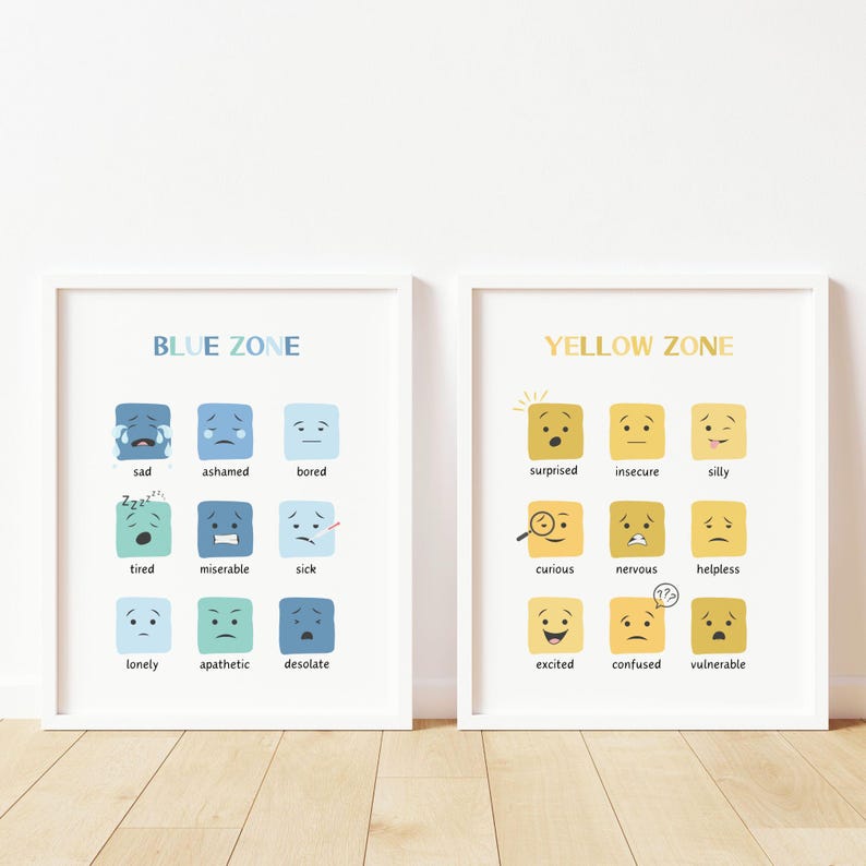 Set of 6 Zones of Regulation Posters, Classroom Decor, Feelings Chart ...