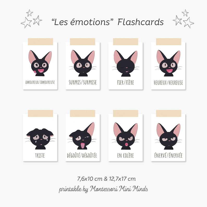 French Emotions Flash Cards, Emotions Chartes, Feelings Flash Cards ...