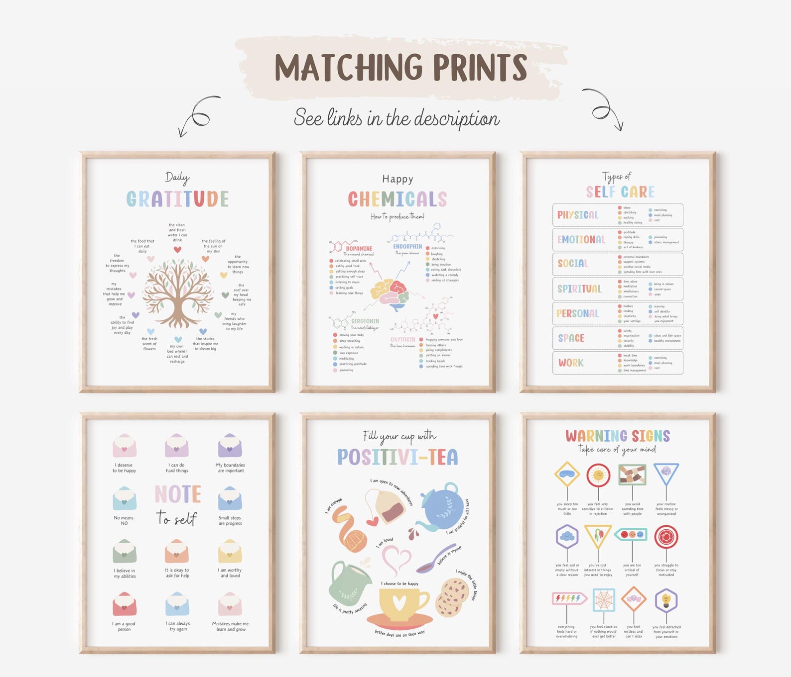 6 Calming Corner Posters, Therapy Office Decor, Mindful Wall Art for ...