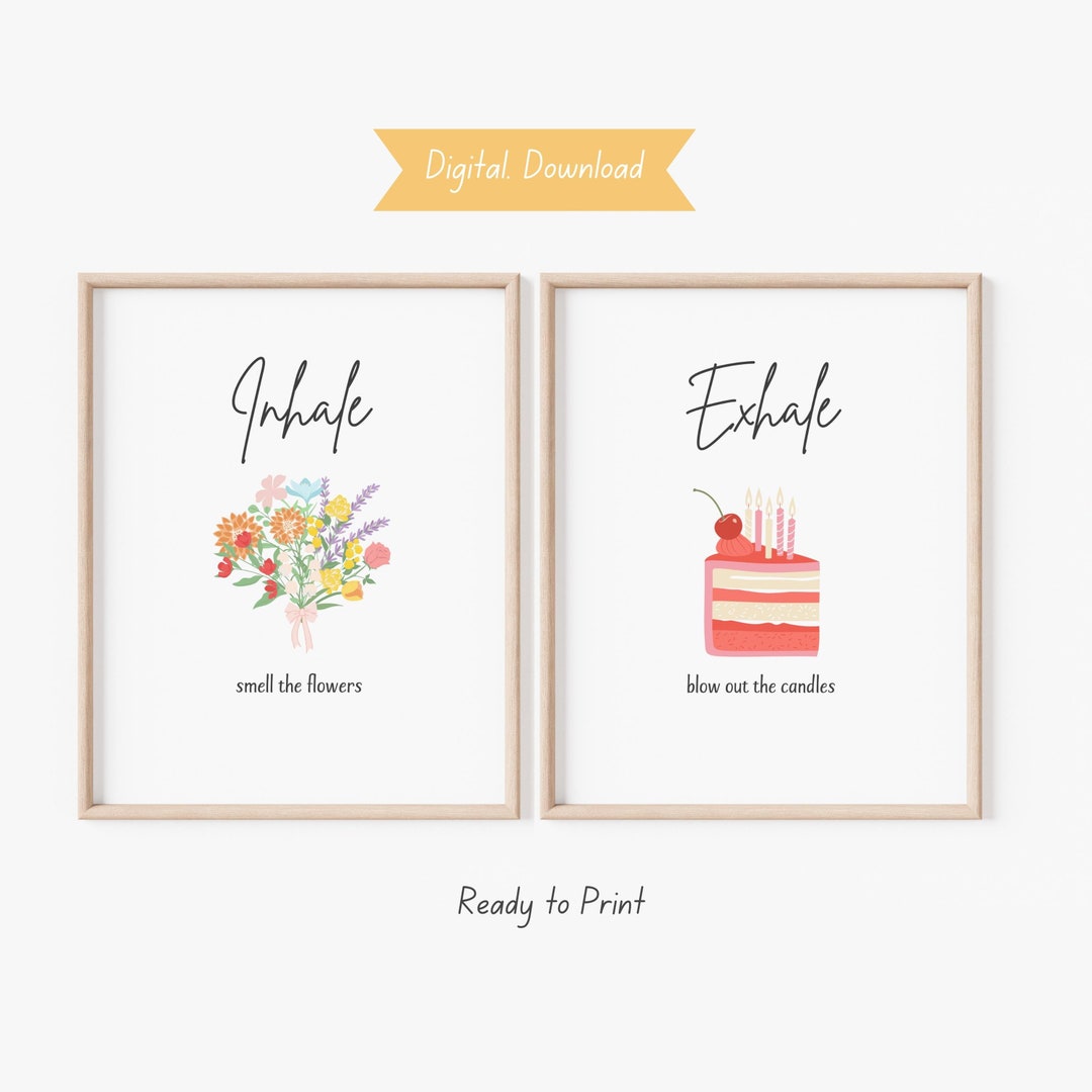 Inhale Exhale Poster, Deep Breathing Exercise, Calm Corner Grounding ...