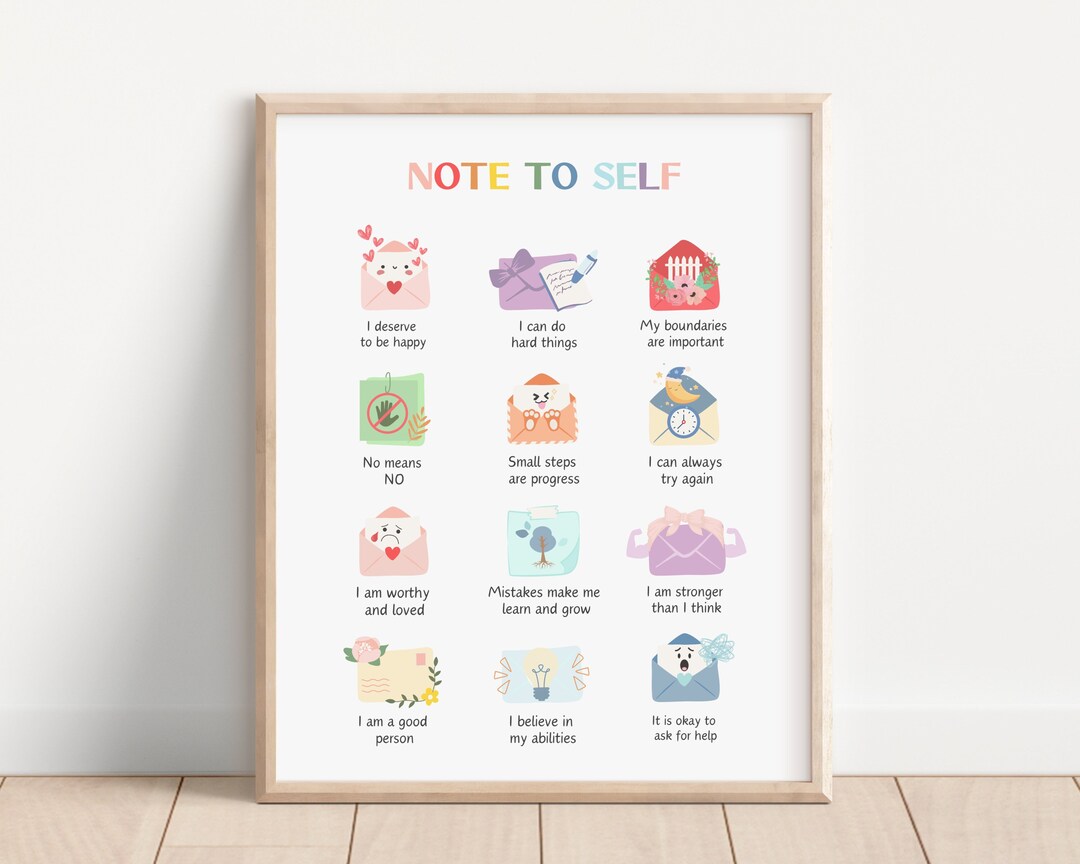 Note to Self Poster, Emotional Learning, Art, School Counselor Poster ...