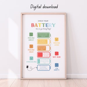 Check Your Battery, Feelings Poster, Calm Down Corner, Self Regulation ...