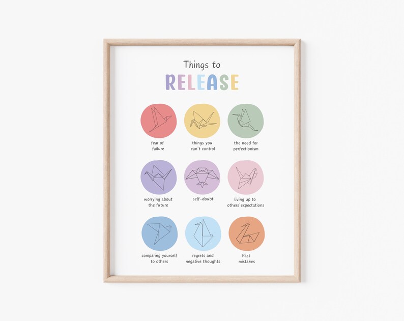 Things to Release Poster, Therapy Office Decor, Coping Skills Print ...