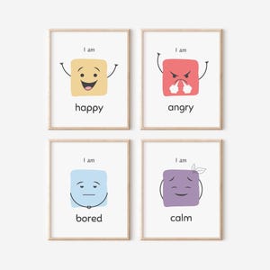 Feelings Chart, Set of 9 Emotions Print, Calm Corner Classroom Decor ...