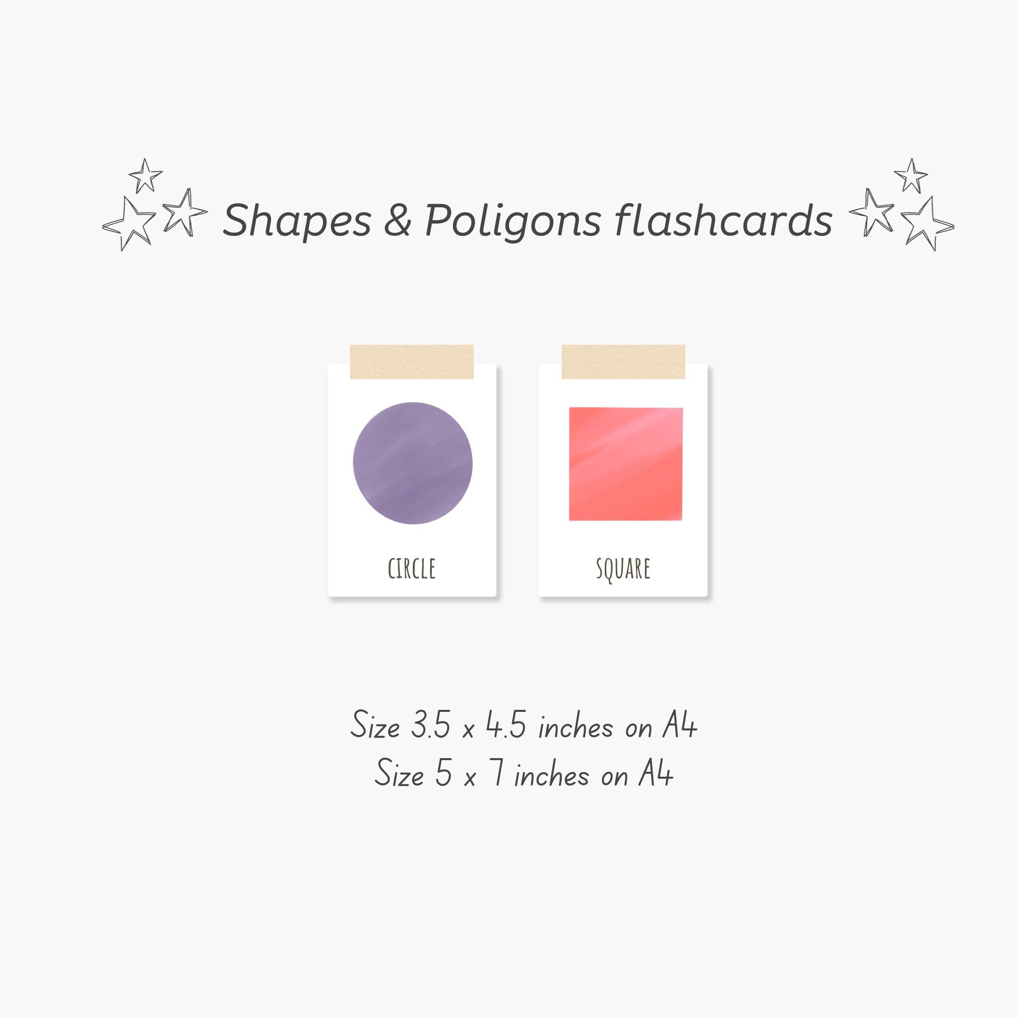 16 Rainbow Shapes Vocabulary, Montessori Cards, Geometric Flash Cards ...