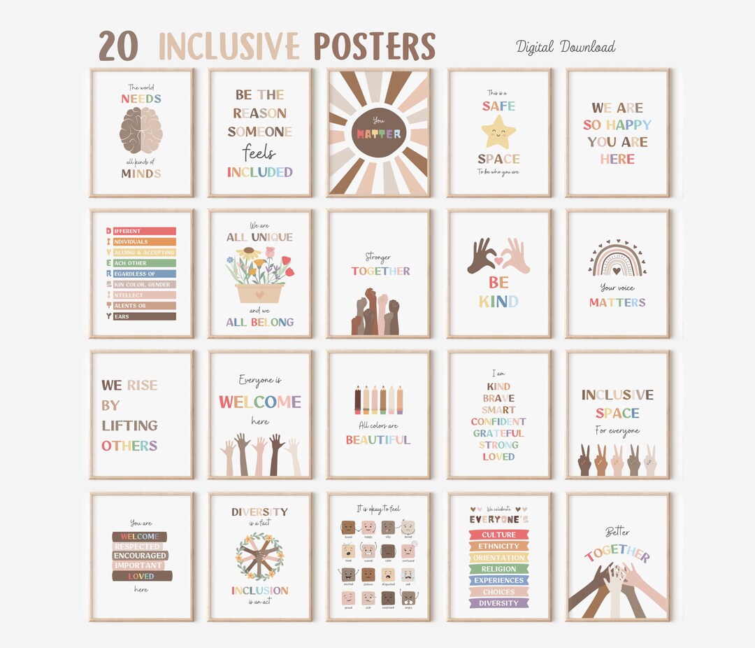 20 Inclusive Posters, Inclusive Classroom Decor, Diversity Equality ...