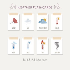 WEATHER Vocabulary, 16 Montessori Cards, Weather Flash Cards ...